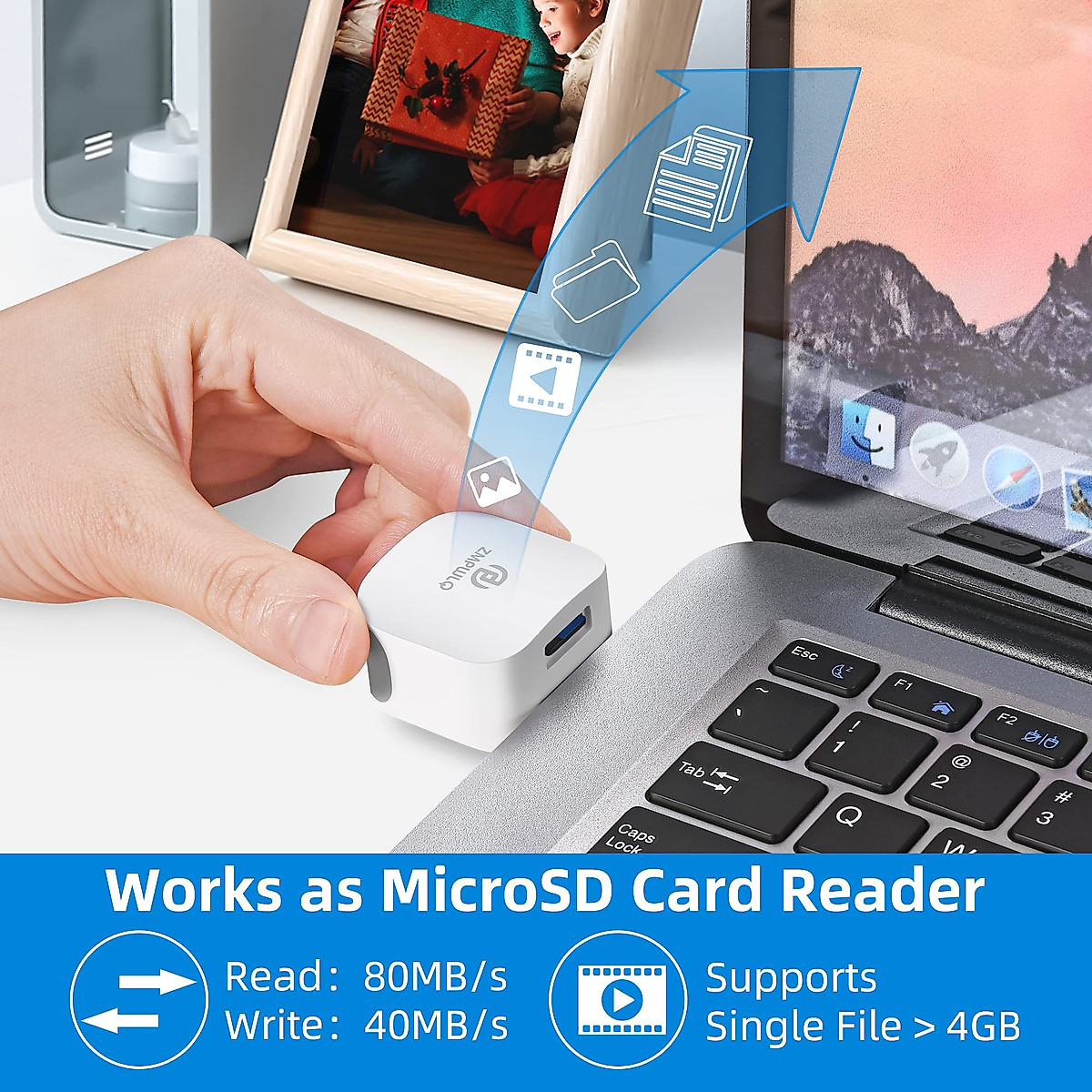 PL ZMPWLQ Auto Backup Adapter 256GB|Photo Stick| Photo & Video Backup Storage| Data Cube for Phone Pictures| Backup Flash Drive| external storage device| transfer photo device| for iPhone/iPad/Android