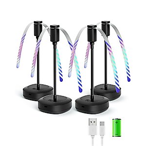 Edvision 4 Pack Food Fan for Table, 2000mAh USB Powered Rechargeable Food Fan, Portable Fan with Flexible Goose-Neck and Soft Blades, Quiet Table Food Spinner for BBQ, Picnic, Patio, Parties, Outdoor