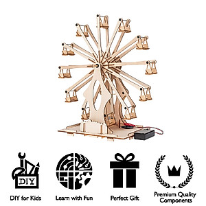 Wooden Ferris Wheel - DIY 3D Puzzle & Educational Creative Crafts Kit - STEM Projects for Kids Ages 8-12-16, Boys & Girls - Construction Toys Set - Model Building Kit for Christmas & Birthday Gifts