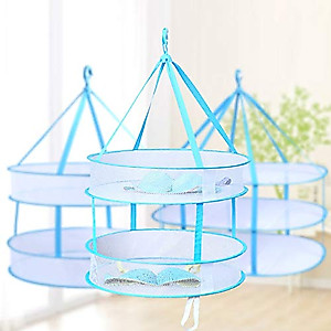 VALICLUD Hanging Sweater Drying Rack Mesh Foldable Clothes Drying Rack Solar Dehydrator Hanging Drying Net for Clothes Food (Single Layer, Random Color)