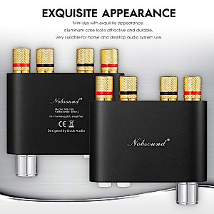 Nobsound NS-10G Bluetooth 5.0 2 Channel Power Amplifier HiFi Stereo Audio Mini Amp Wireless Receiver 50Wx2 for Home Speaker with USB & Bass Sound Effect (Black)