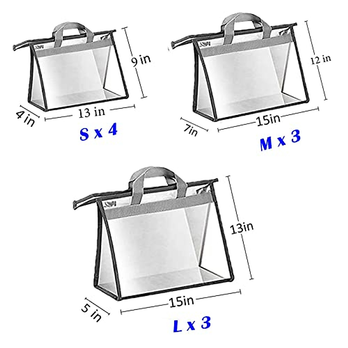 Loloka 10 Packs Clear Handbags Storage, Extra Size Purse Storage Organizer for Closet with Zipper and Handles (10 Packs)