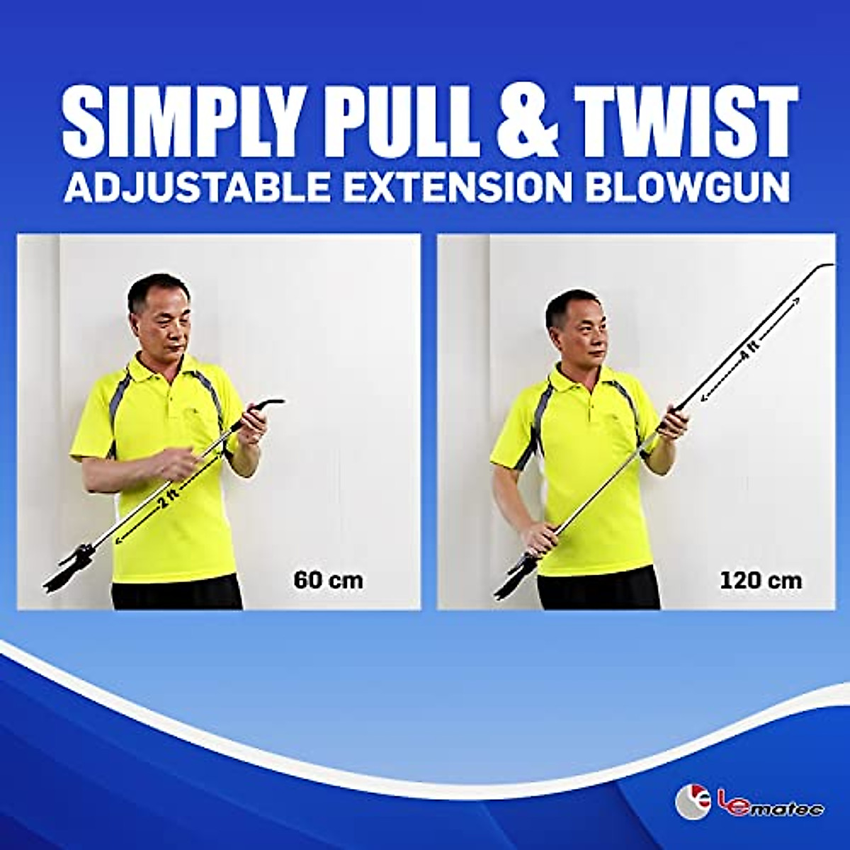 LE LEMATEC Air Blow Gun with Nozzle Extension, Pneumatic Performance Tool, High Pressure Blower, Dust Remover, Cleaning for Hard to Reach Areas, Car Detailing Tools, Compressor Accessories (AS121-3C)