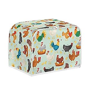 Gomyblomy Chickens Toaster Cover with Handle 4 Slice Toaster Appliance Cover Bread Maker Cover,Kitchen Small Appliance Covers,Universal Size Microwave Toaster Oven Cover,Dustproof Cover