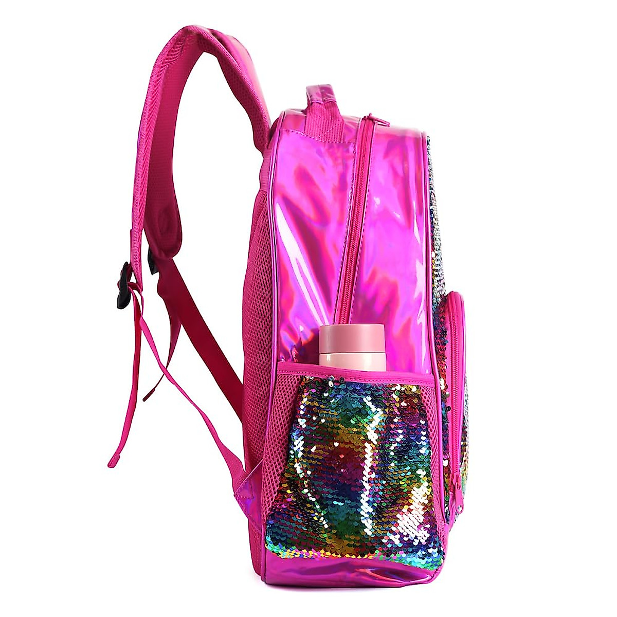 Sequin silly rainbow Backpack for girls kindergarten elementary School Backpack Kids Glitter Bookbag Mermaid Backpack sparkle reverse glitter backpack(Orchid)