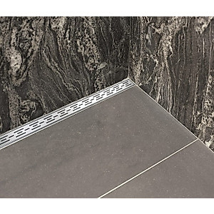 KABCO 40 Inch T304 Stainless Steel Linear Shower Drain with Grate, 2-inch Leveling Feet and Hair Strainer, Brushed Finished Rectangular Floor Drain for Kitchen, Bathroom, Garage and Basement