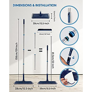 Microfiber Mops for Floor Cleaning - BPAWA Flat Floor Mop Wet Dry Dust Mop for Hardwood Floors Laminate Wood Tile Vinyl Wall Hard Surface, Bathroom Kitchen Mop with 4 Reusable Washable Chenille Pads