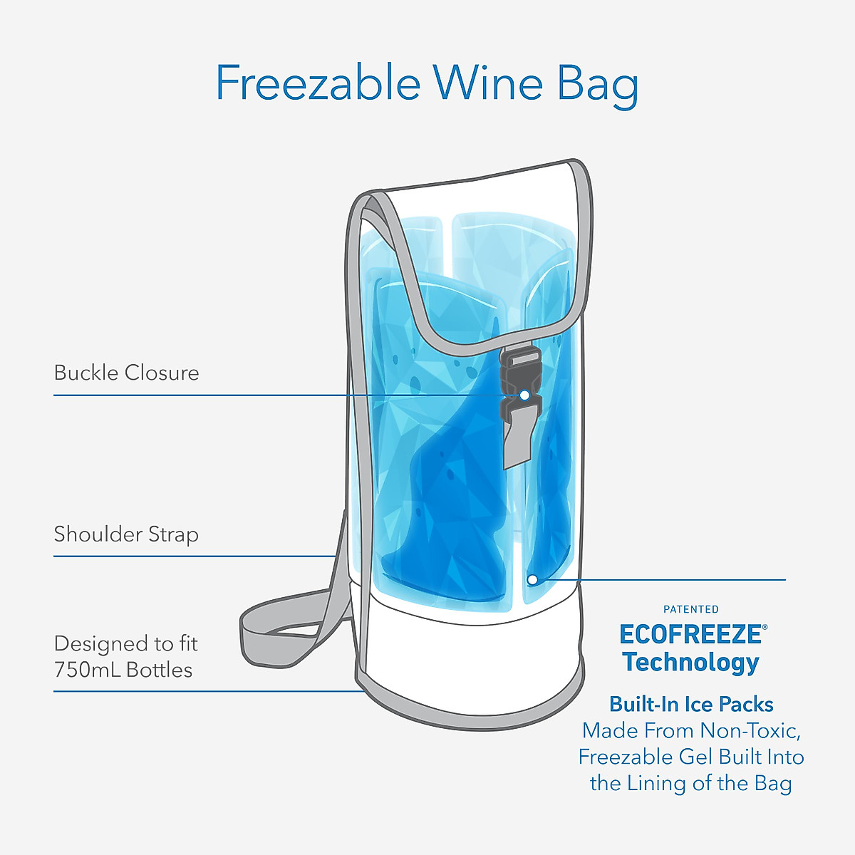 PackIt Freezable Wine Bag, Celebration Dot, Built with EcoFreeze Technology, Foldable, Reusable, Shoulder Strap with Buckle Closure, Perfect for Adults and Drinks On-the-Go
