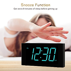 Rocam Digital Alarm Clock for Bedrooms - Large 7.5'' LED Display with Dimmer, Snooze, 7 Color Night Light, Easy to Set, USB Chargers, Battery Backup, 12/24 Hour for Kids,Heavy Sleepers(Blue)