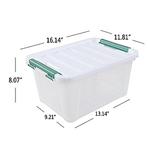Ponpong 20 Quart Clear Plastic Storage Tote, Plastic Storage Boxes with Lids, Pack of 4