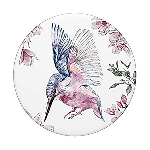Floral Hummingbird Phone Grip,Cell Phone Button Holder White PopSockets PopGrip: Swappable Grip for Phones & Tablets