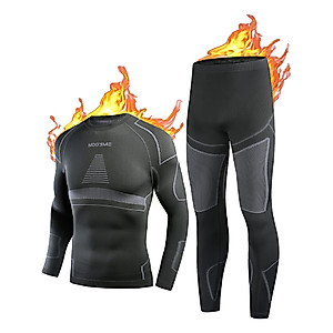 NOOYME Thermal Underwear for Men Long Johns for Men, Long Underwear Mens Base Layer Men for Cold Weather Black-grey