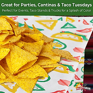 Fun, Fiesta Style 12in Deli Paper 50 Ct. Greaseproof, Microwave-Safe Mexican Themed Tissue Great for Burrito Wrappers or Nacho Basket Liners. Southwest Party Supplies for Cinco de Mayo Celebration