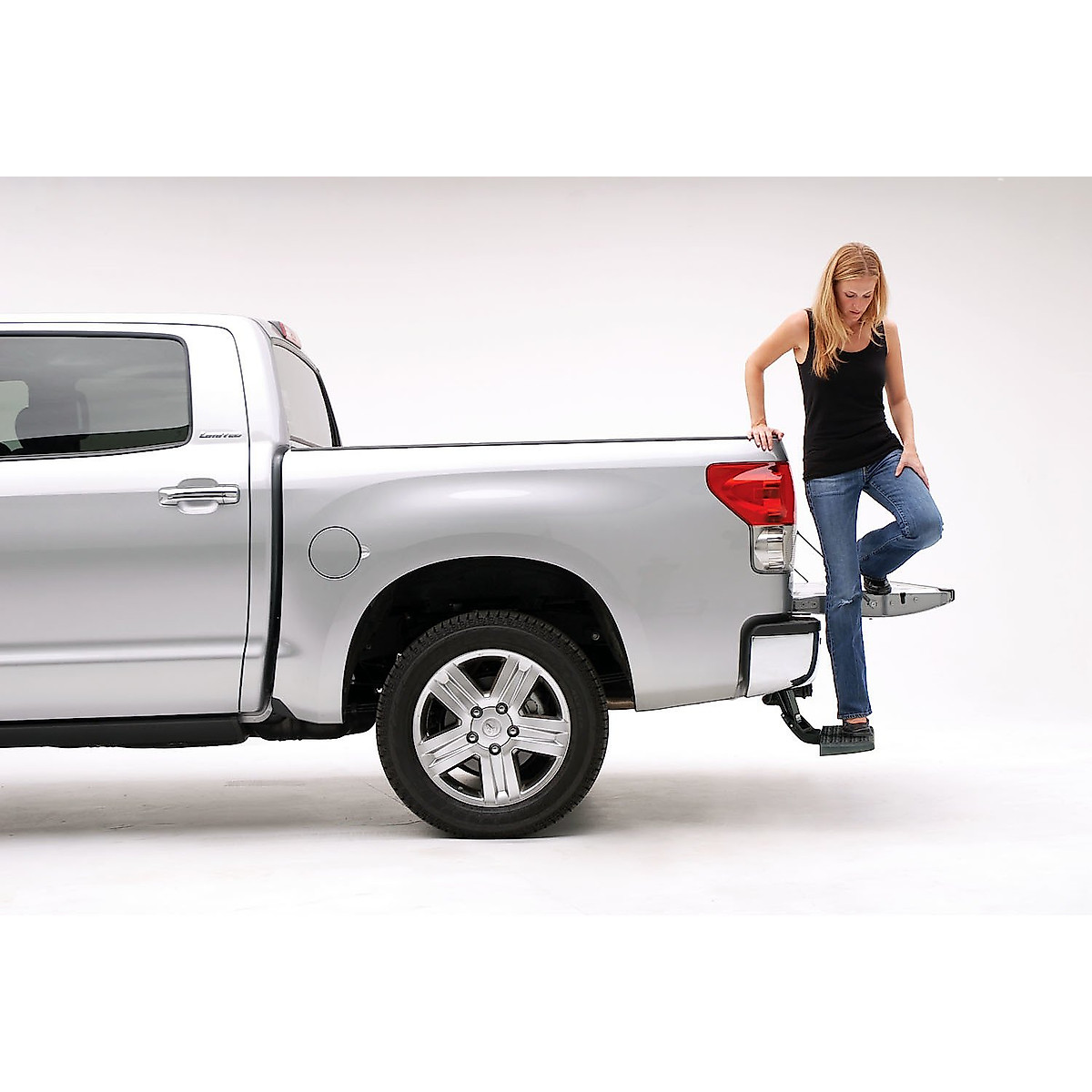 AMP Research 75305-01A BedStep Retractable Bumper Step for 2007-2013 Toyota Tundra Black, Large