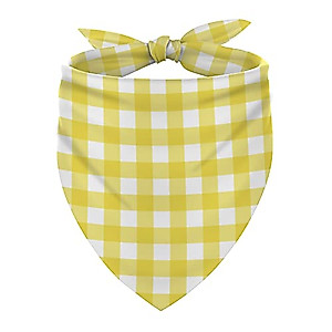 Yellow and White Buffalo Check Plaid Dog Bandana Summer Lemon Yellow Pet Puppy Collar Scarf Costume