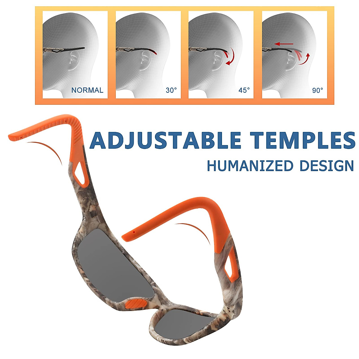 JIANGTUN Camo Polarized Sport Sunglasses UV Protection,Ideal for Driving Fishing Cycling Running, Camo Frame Red Mirror Lens