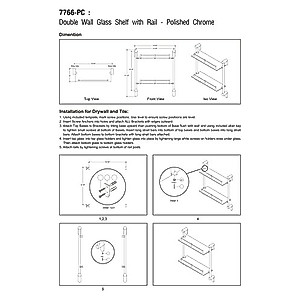 MODONA Double Wall Glass Shelf with Pre-Installed Rail - Polished Chrome - Oval Series - 5 Year Warrantee