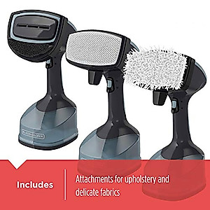 BLACK+DECKER Advanced Handheld Garment / Fabric Steamer with 3 Attachments, Gray/Blue, HGS200