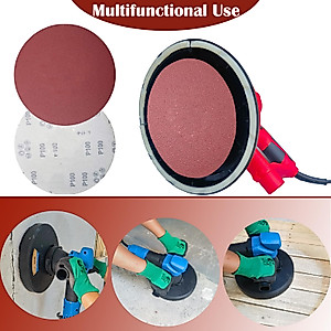 Tonmp 50 PCS 7 Inch Hook-and-Loop Sanding Discs Sandpaper - 10 pcs Each of 60 80 120 180 240 Grits Sander Paper for for Random Orbit Drywall Sander