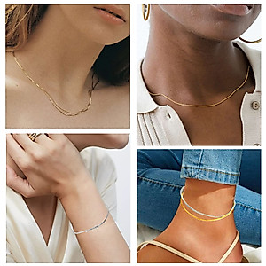 TOAOB 33 Feet Jewelry Making Chains for Necklace 1.2mm Snake Chains Gold Silver Metal Cable Chain Link with Lobster Clasps Cord Ends Jump Rings for Bracelet Jewelry Making