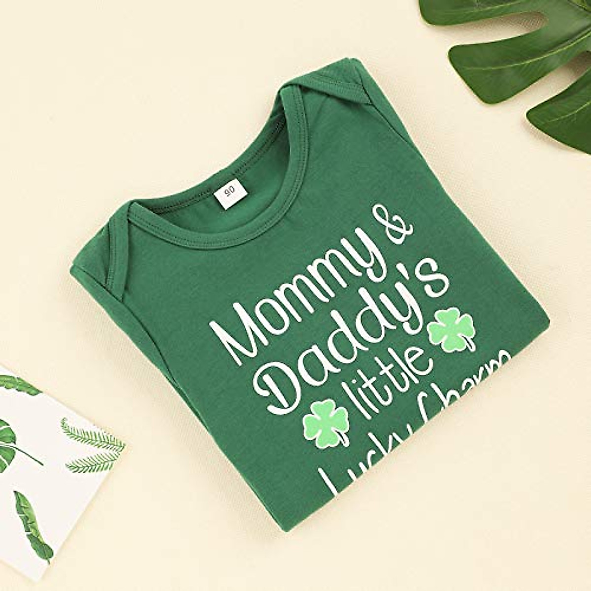 St. Patrick's Day Toddler Boys Girls Clothes Clover Tattoo T-Shirt Mommy and Daddy’s Lucky Charm Shirt Fashion Tees Tops(18-24 Months)