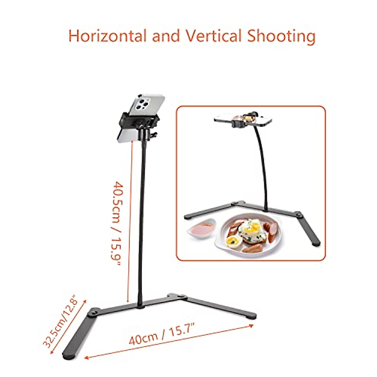 Adjustable Phone Tripod, Phone Stand for Recording, Overhead Phone Mount, Tabletop Tripod for Cookie Decorating and Teaching Online Live Streaming and Showing Drawing Sketching Cooking Recording