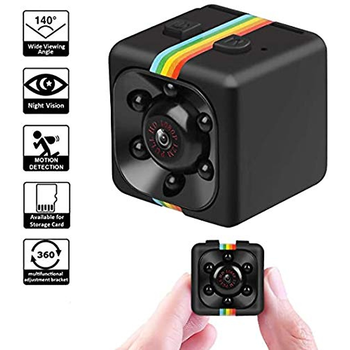 Mini Camera Nanny Cam Baby Camera Dashboard Cam Doorbell Cam 720P/1080P Cop Cam - SQ11 HD Camera Small Infrared Camera Night Vision No Wifi Needed Pocket Camera Bike Cam Tiny Helmet Cam