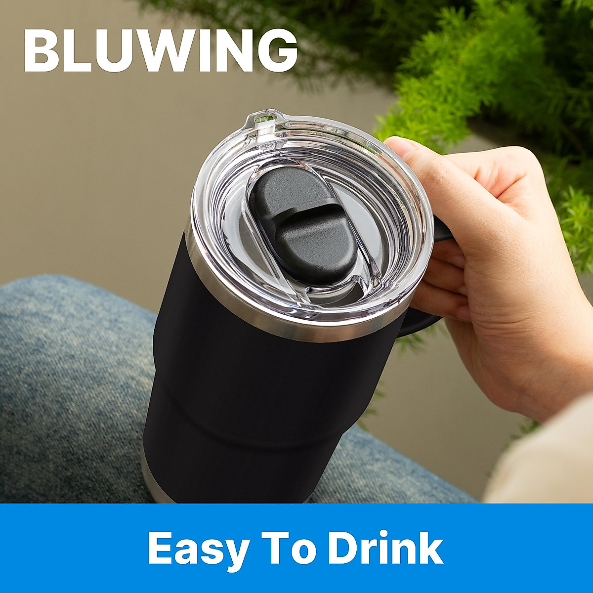 Bluwing 20 oz Screw Top Lid Replacement for YETI 20oz Travel Mug with Threads Only, Stronghold Lid Spill Proof for 20oz YETI Threaded Travel Mug(1 Pack)