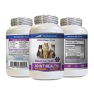 PET SUPPLEMENTS & NUTRITION LLC Joint Health for Cats - Cats Joint Health with Turmeric - MSM - Natural Support for Hip and Joints - glucosamine Monitors for Cats - 1 Bottle (60 Tablets)