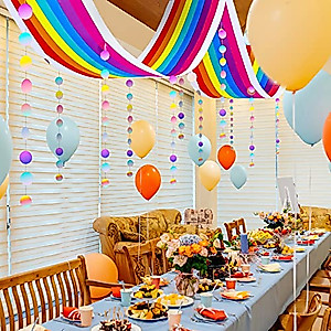 Spiareal Hanging Rainbow and Cloud Ceiling Decorations Rainbow Party Ceiling Decorations with Rainbow Paper Garland Circle Dots Rainbow Party Decorations for Birthday Wedding, Baby Shower, Classroom Streamers