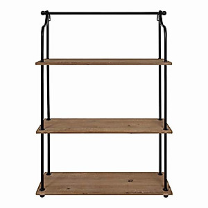 Kate and Laurel Walters Wood and Metal 3-Tier Shelving, 21" x 32", Rustic Brown and Black, Shabby-Chic Industrial Shelves for Storage and Decor