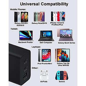 Samsung 65W 3-Port Super Fast Charging Wall Charger, GaN Trio Adapter for Samsung Galaxy S24 Ultra/S24/S24+/S23 Ultra/S23/S23+/S22/S22 Ultra/S22+/S21 Ultra/S20 Ultra/Note 20/Z Fold 3/ laptops