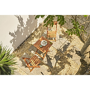 Vifah V1381 Outdoor Wood Folding Bistro Set with Square Table and Two Chairs