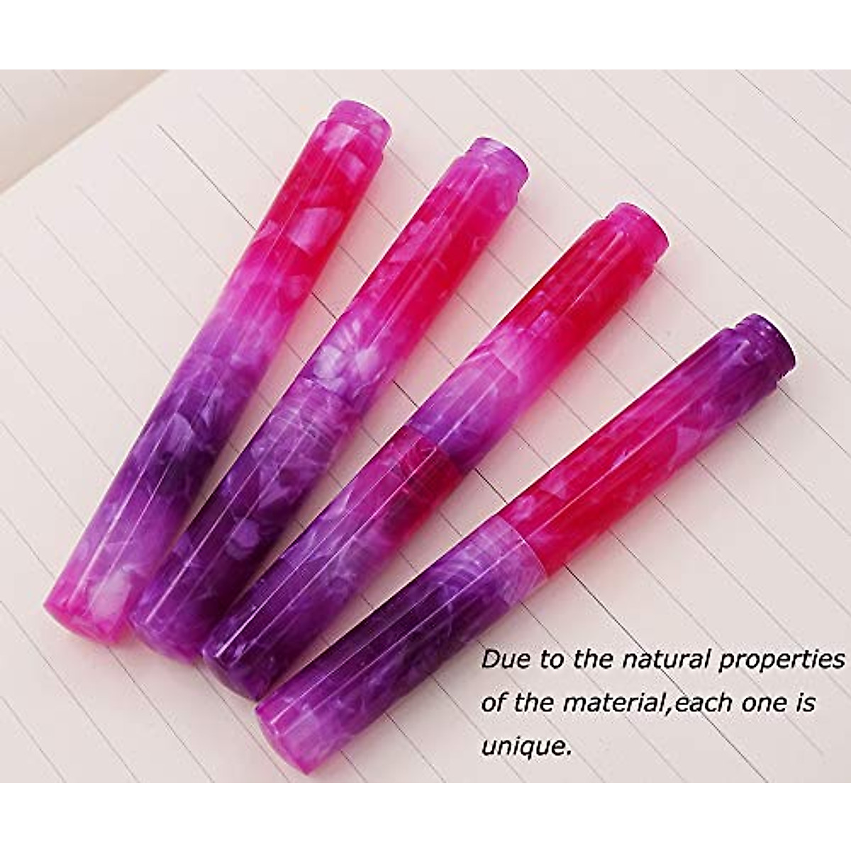 Delike Fountain Pen Fine Nib & Glass Dip Pen Gradient Violet Celluloid, Mini Pocket Travel Writing Gift Pen for Business Signature ,Art and Sketch