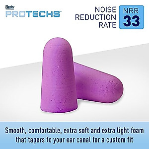Flents Ear Plugs for Sleeping, Snoring, Loud Noise, Traveling, Concerts, Construction, & Studying, Made in the USA, NRR 33, Purple, 70 Pair