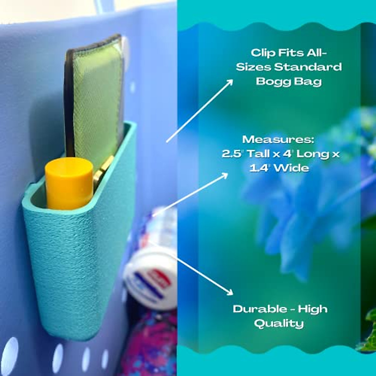 FRESHe BOGLETS - Wallet Holder Organizer Charm Accessory Compatible with Bogg Bags - Keep Wallet Handy with your Tote Bag - Fits Inside of the Bag - Multiple Color Options! (Teal)