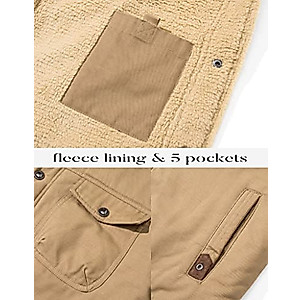 MAGCOMSEN Mens Sherpa Jackets Cargo Jackets Cotton Jackets Fleece Lining Windbreaker Work Jackets Black,XL