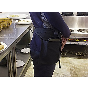 SEW UR LIFE (2 Set Resist Water 3 Big Pockets Waist Server Apron Kitchen Restaurant Bistro Cafe Bar Pub Cake Shop Bakery Unisex Half Aprons for Chef, Baker, Servers, Waitress, Waiter(Black)