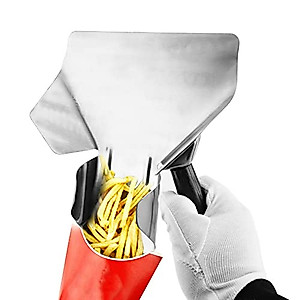 Stainless Steel French Fry Popcorn Scoop, Comerical Quick Fill Tool for Food Bags & Boxes, Multipurpose Utility Scooper for Bagger French Fries, Ice, Dry Goods(size:195 X 238mm)