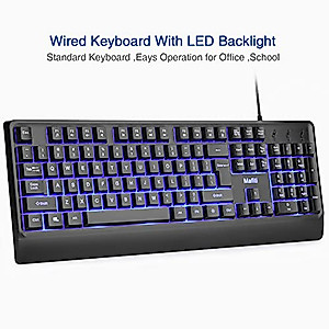 mafiti Computer Office Keyboard Wired USB 104 Keys Full Size Backlit Keyboards Compatible PC Laptop Desktop Windows