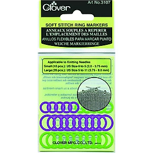 Clover Soft Stitch Ring Markers, Multicoloured, 5" Height, 2.6" Length, 0.2" Width