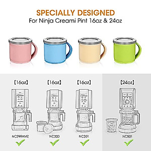 AIEVE Neoprene Sleeve Compatible with Ninja Creami Pints, 4 Pack Insulated Sleeves with Handle for Ninja Creami Containers, Fits for Ninja Creami Deluxe Pints NC299, NC301, NC501