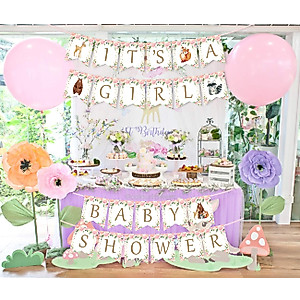 Woodland Baby Shower Decorations Woodland It’s a Girl Baby Shower Banner - Forest Animal Garland for Woodland Creatures Baby Shower Decoration Supplies