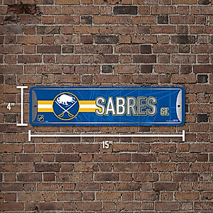 Rico Industries NHL Hockey Buffalo Sabres Metal Street Sign 4" x 15" Home Décor - Bedroom - Office - Man Cave,Silver