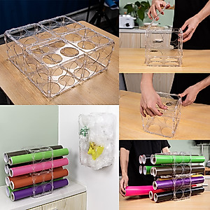 Vinyl Storage Rack Clear Vinyl Roll Storage Organizer Store Up to 40 Rolls for Craft Room, Wall Mount Available, 24 PCS