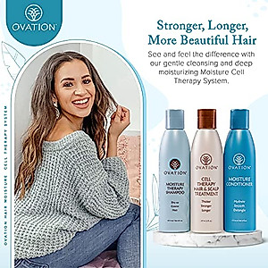 Ovation Hair Moisture Cell Therapy 6 oz System - Moisture Shampoo and Conditioner, Cell Therapy Hair & Scalp Treatment - Hair Treatment Set to Moisturize Thick, Dry Hair