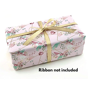 Stesha Party Pink Floral Wrapping Paper All Occasion - Folded Flat 30 x 20 Inch (3 Sheets)