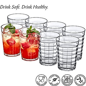 Amazing Abby - Ice Cube - 16-Ounce Plastic Tumblers (Set of 8), Plastic Drinking Glasses, All-Clear High-Balls, Reusable Plastic Cups, Stackable, BPA-Free, Shatter-Proof, Dishwasher-Safe