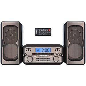 Magnavox MM435M-BK 3-Piece Compact CD Shelf System with Digital FM Stereo Radio, Bluetooth Wireless Technology, and Remote Control in Black | LCD Display | AUX Port Compatible | 2022 Version |