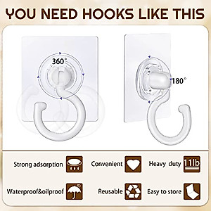 Jetec 9 Pieces Adhesive Ceiling Hooks White Under Cabinet Hooks Plastic Heavy Duty Adhesive Hooks Utility Hooks for Ceiling Hanging Sticky Ceiling Hooks for Kitchen Bathroom Bedroom Wall Hooks Holder